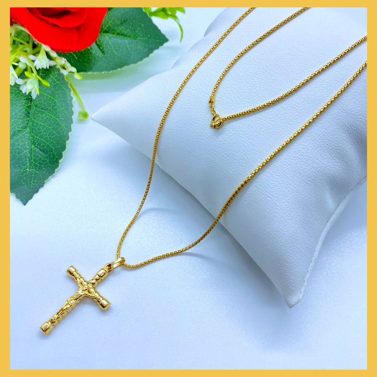 18K Real Gold Cross Necklace 22” – My Real Gold Jewelry LLC